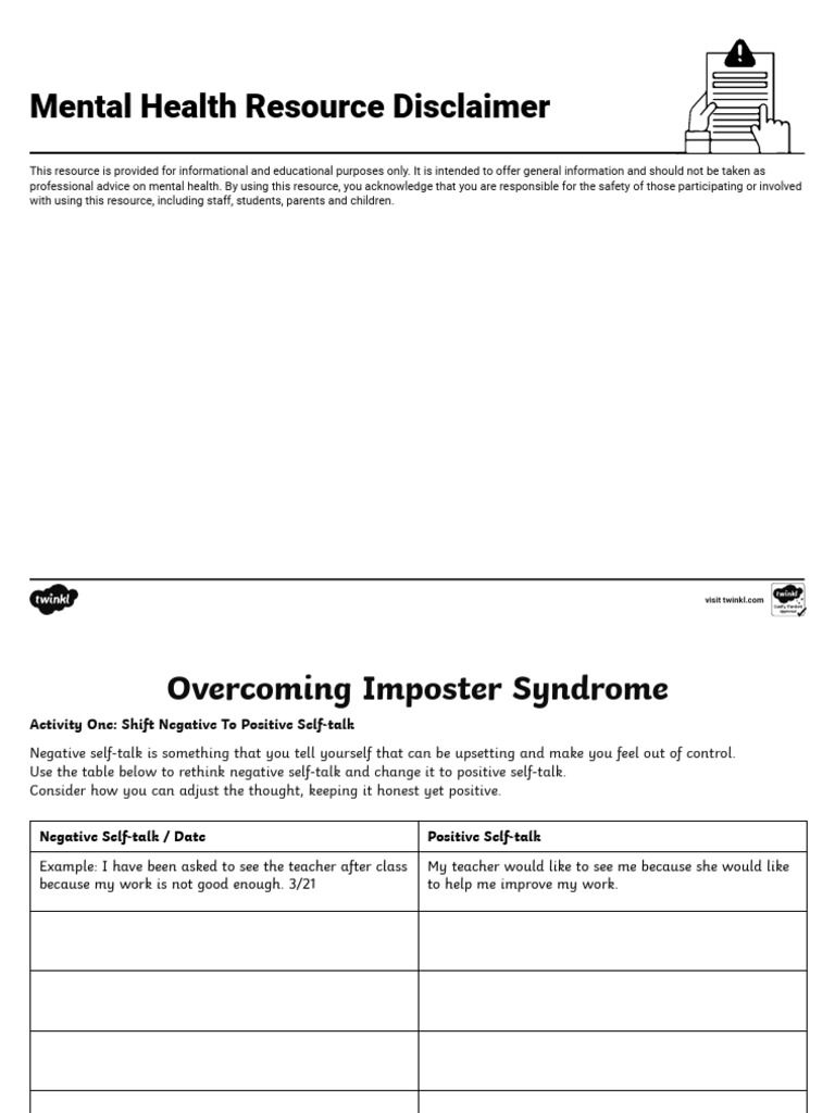 Activities to Overcome Imposter Syndrome | PDF | Psychology ...