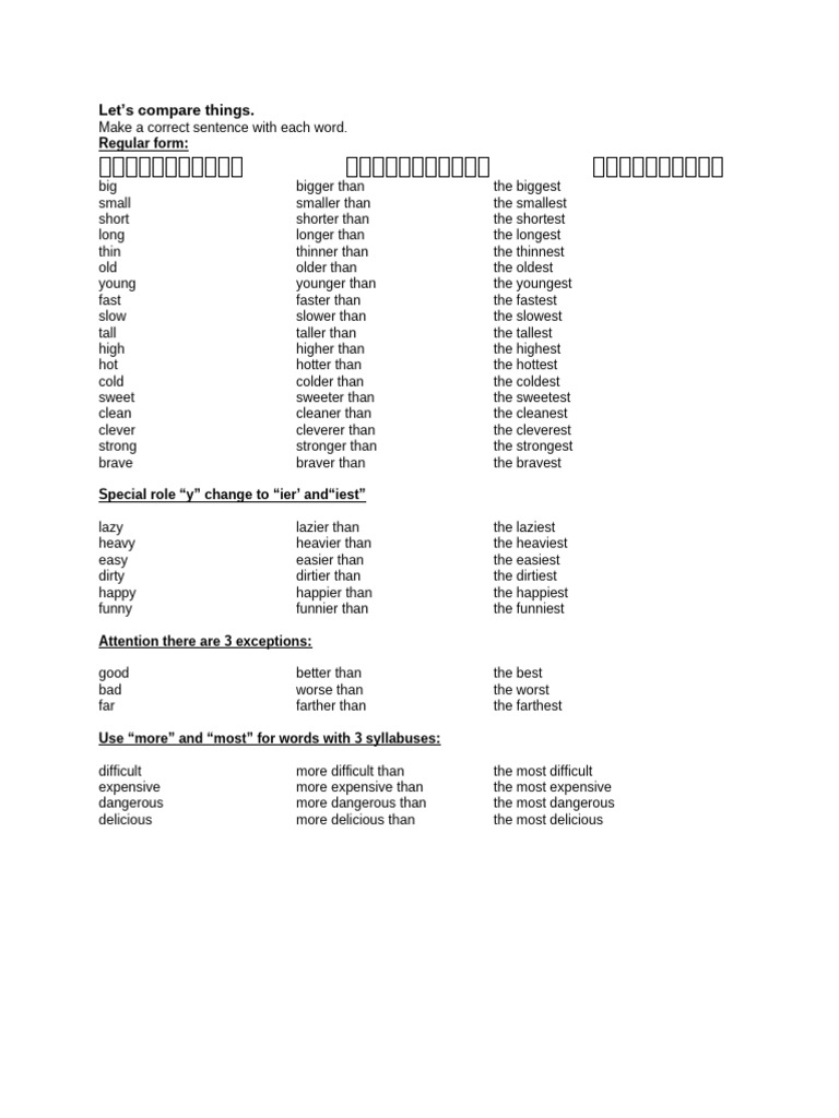 Compare Vocabulary | PDF