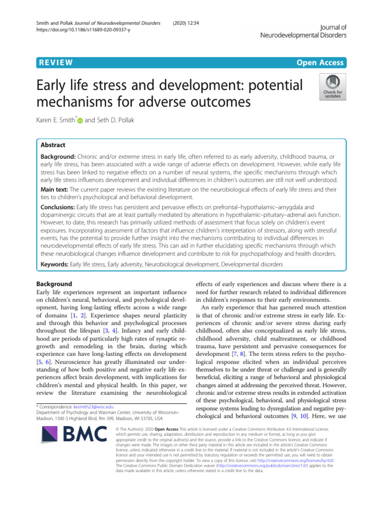 Early Life Stress and Developmental Impact | PDF | Stress (Biology ...