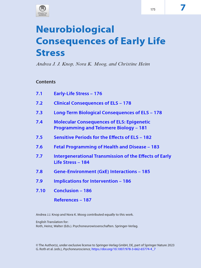 Neurobiological Effects of Early Life Stress | PDF | Telomere | Epigenetics