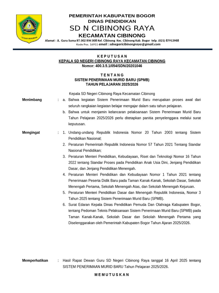 Contoh SK SPMB | PDF