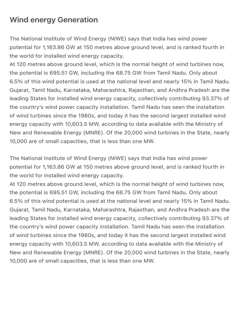 Wind Energy Generation | PDF