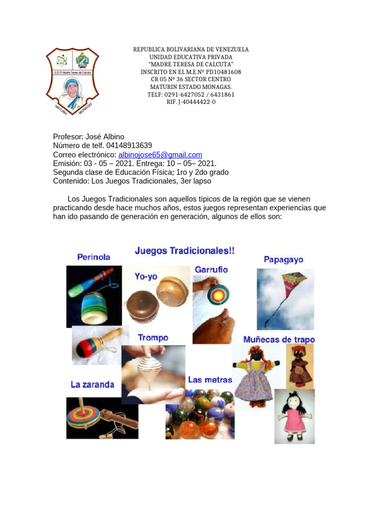 2da CLASE DE EDUC FÍSICA 3er LAPSO 1ro Y 2do GRADO | PDF