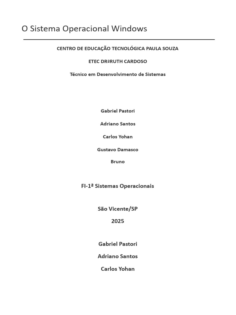 Trabalho Sistema Operacional | PDF | Microsoft Windows | Microsoft