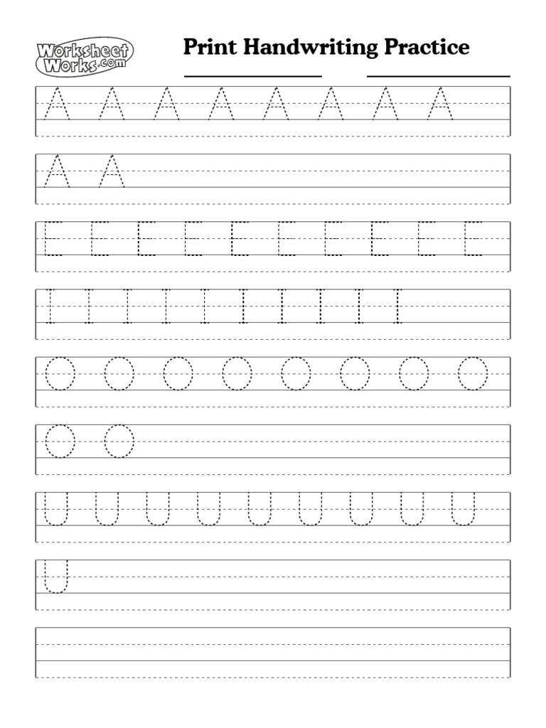 WorksheetWorks Print Handwriting Practice 1 | PDF