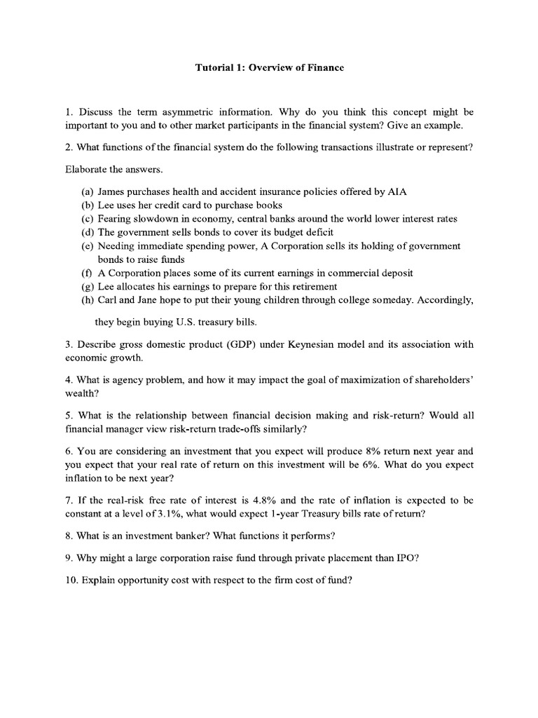 Tutorial Question Week 1 | PDF