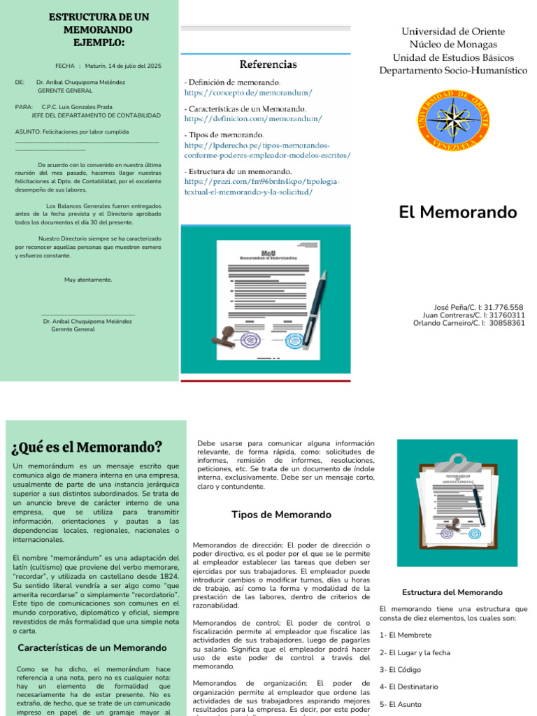 Folleto Tríptico El Memorando | PDF