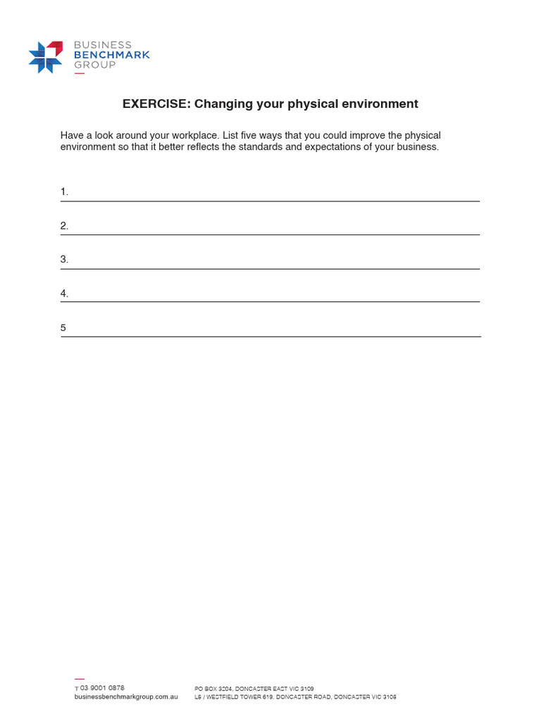 EXERCISE Changing Your Physical Environment | PDF