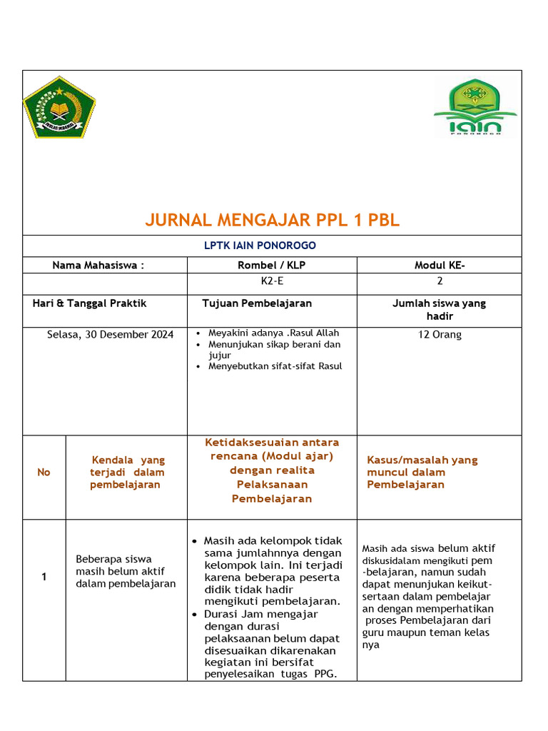 Lembar Kerja PBL | PDF