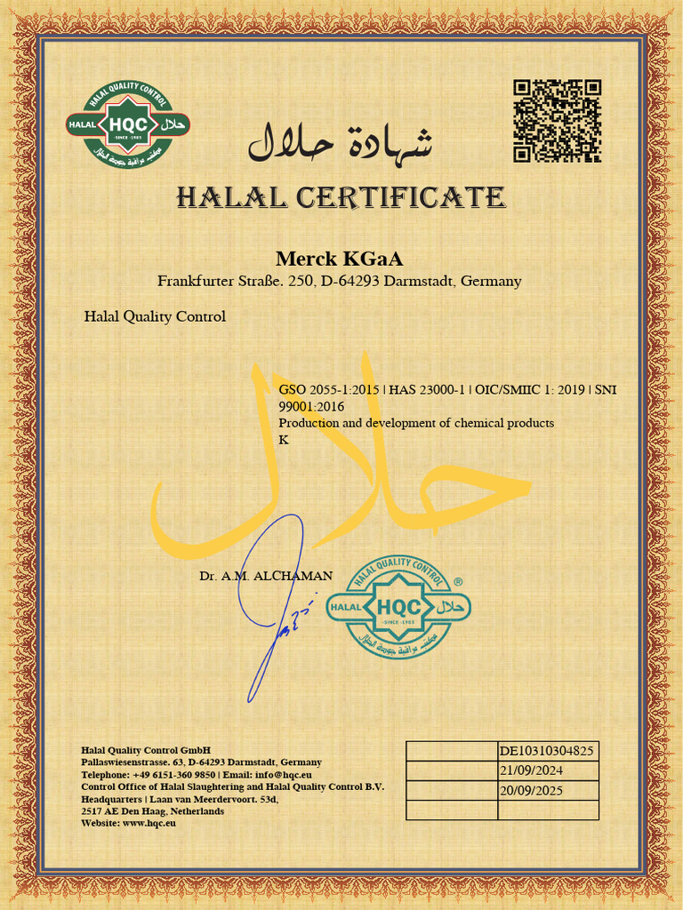 Halal Certificate for Merck KGaA | PDF