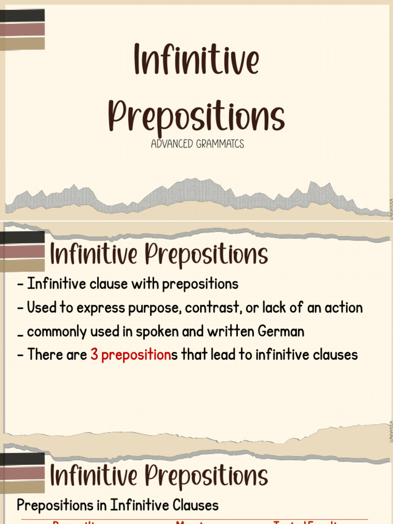 Infinitive Prepositions in German Grammar | PDF | Linguistic Typology ...