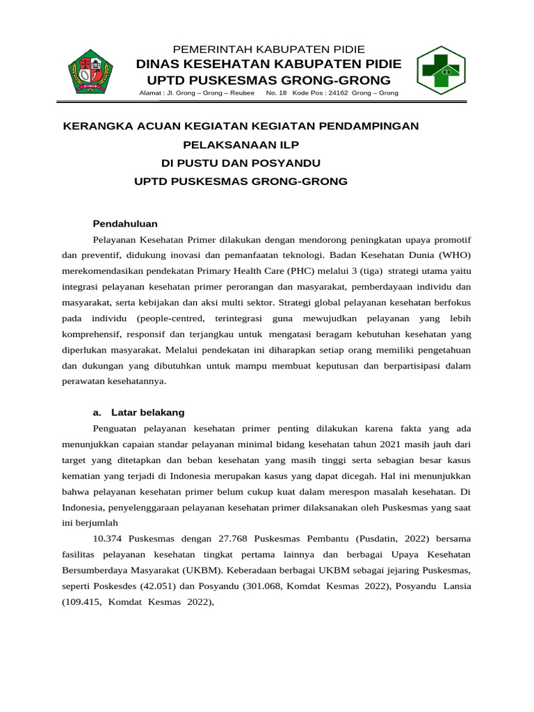 KAK Pendampingan ILP Ok | PDF