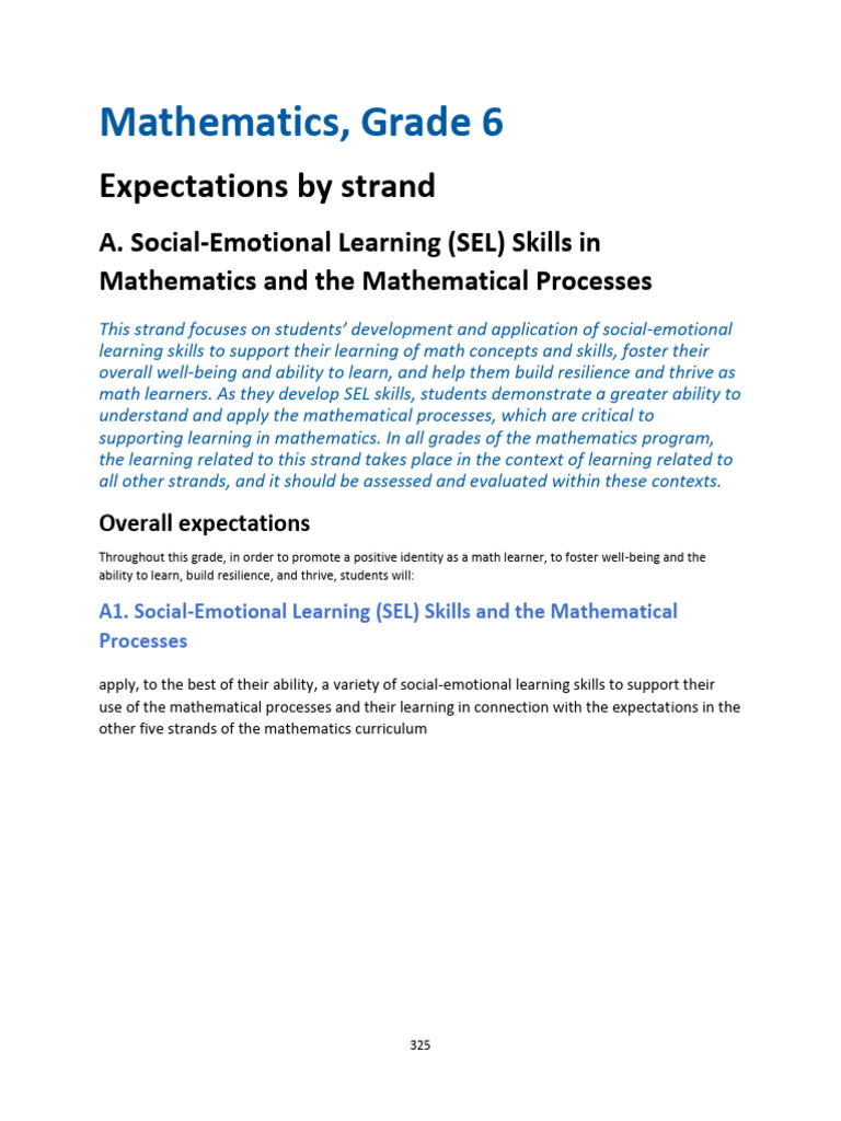 The Ontario Curriculum Grades 1-8 - Mathematics, 2020 (January 2021 ...