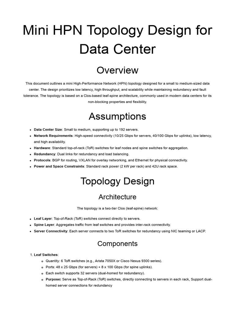 Mini HPN Design for Data Centers | PDF | Computer Network | Network ...