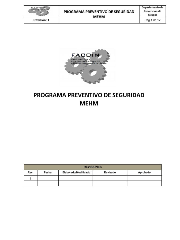 Programa de Seguridad MEHM en Máquinas | PDF | Valores