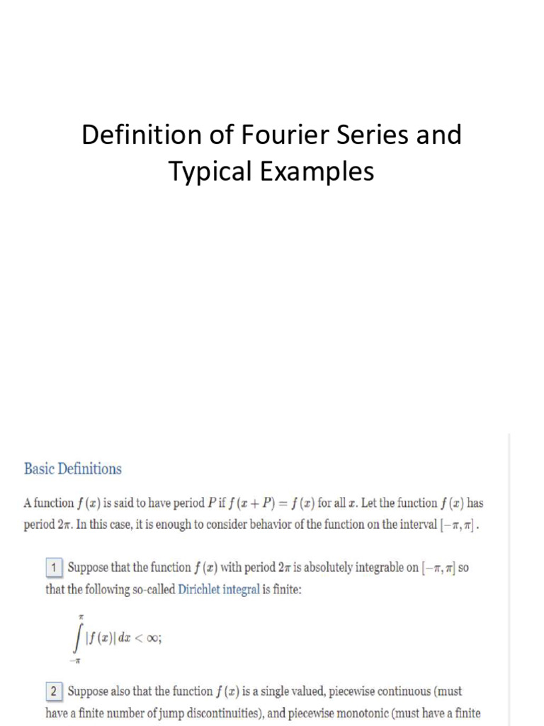 Definition of Fourier Series and Typical Examples | PDF