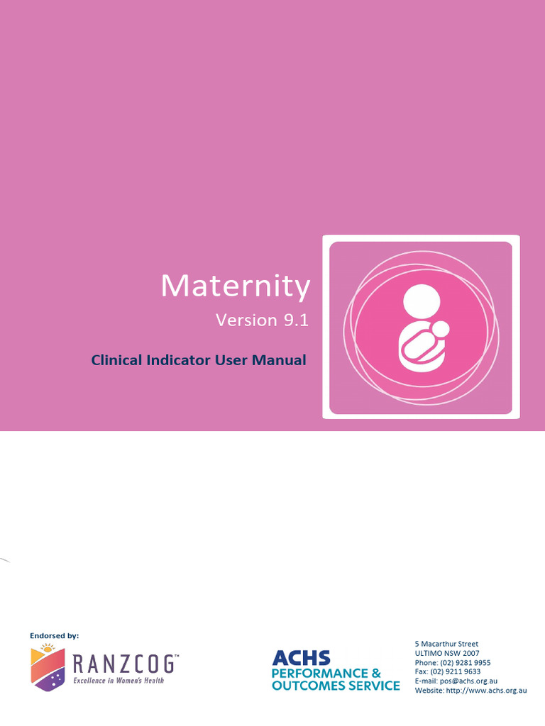 Maternity Clinical Indicator Manual 9.1 | PDF | Childbirth | Caesarean ...