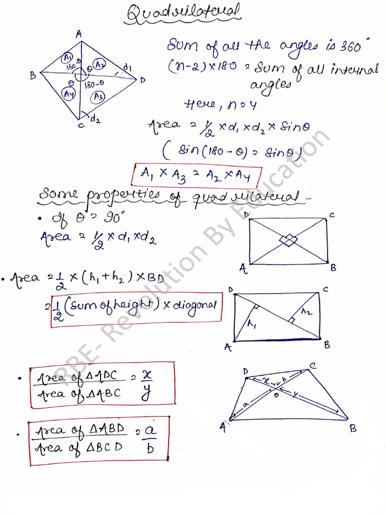 Quadrilateral Revision Notes | PDF
