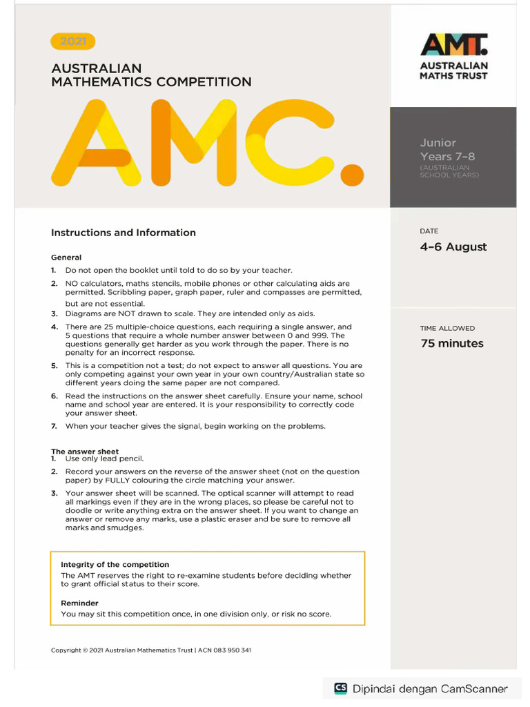 AMC Junior 2021+ Answer | PDF