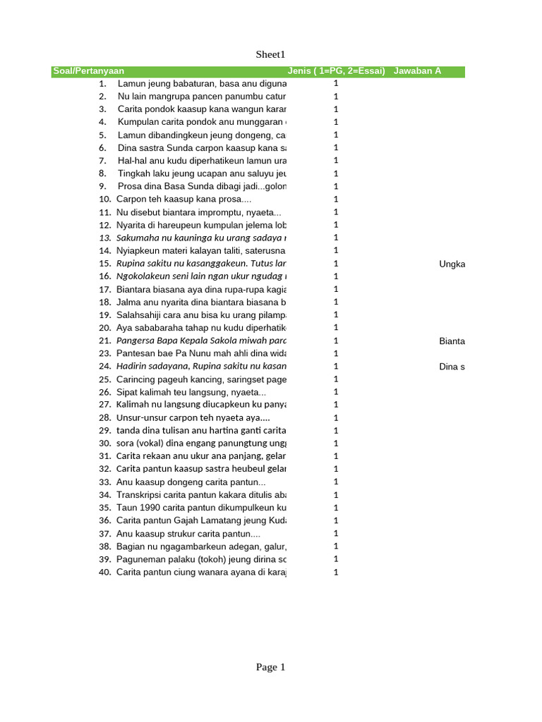 Template - Soal (1) SUNDA XI | PDF