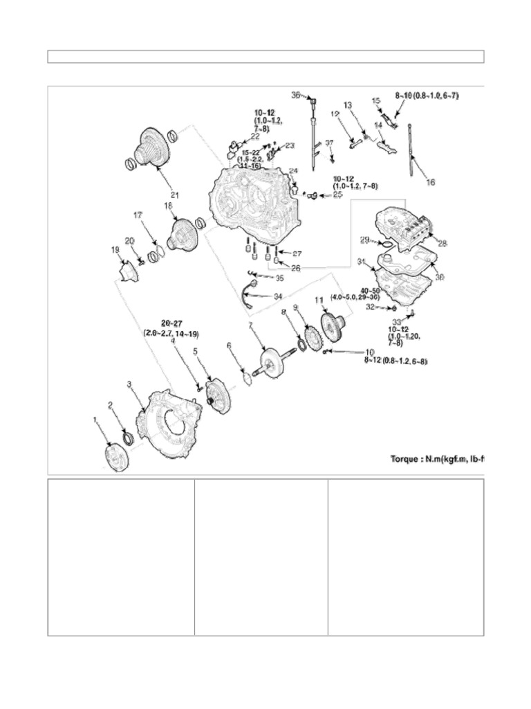 Forte Automatic Transaxle Components List | PDF | Automatic ...