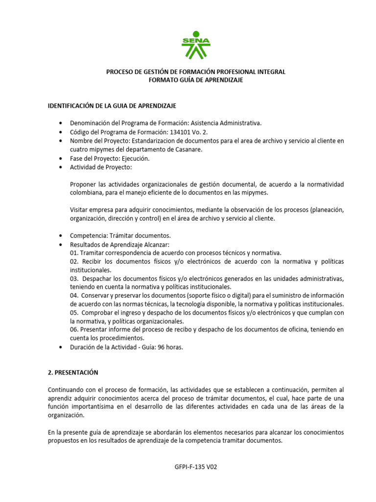 GFPI-F-135 2 Guia Trámite de Documentos | PDF | Archivo | Documento