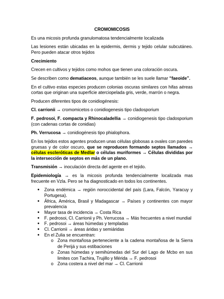 Cromomicosis: Diagnóstico y Tratamiento | PDF | Medicina CLINICA ...