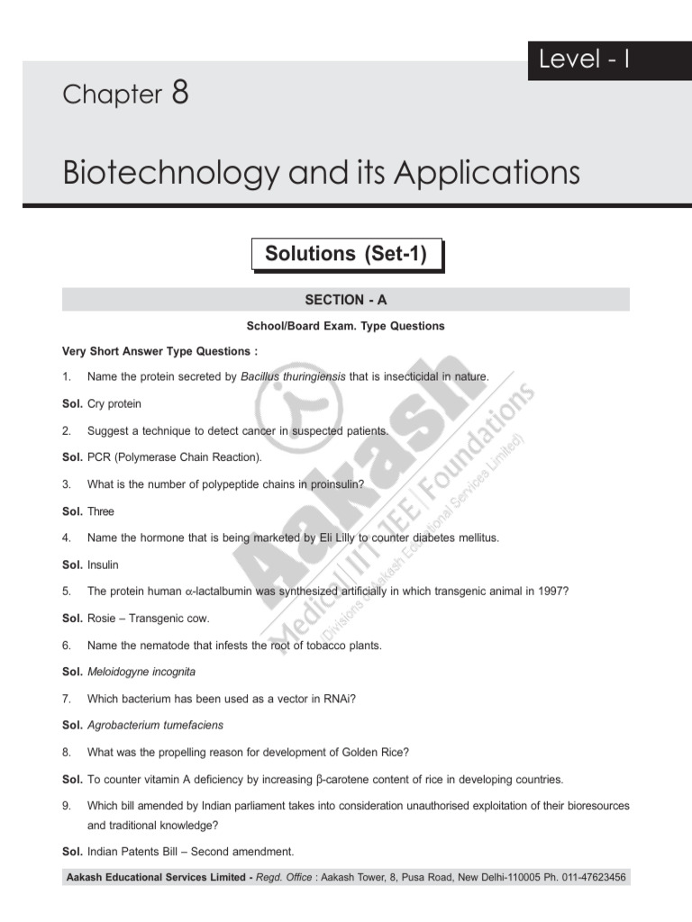 CLS Aipmt 19 20 XII Zoo Study Package 4 Level 1 Chapter 8 | PDF | Genetically Modified Organism ...