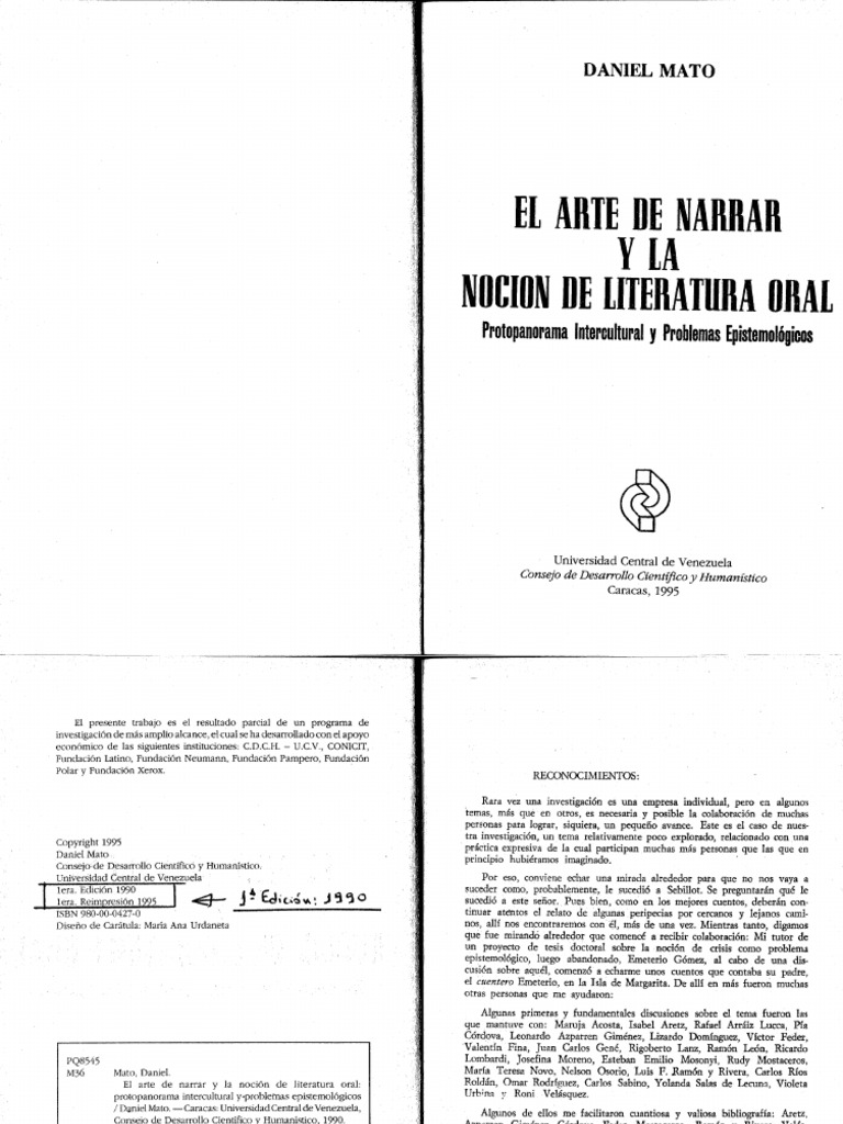 El Arte de Narrar y La Nocion de Literat | PDF