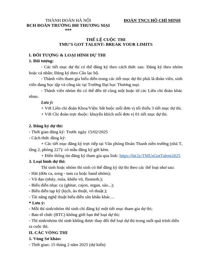 Thể lệ TMU's got talent | PDF