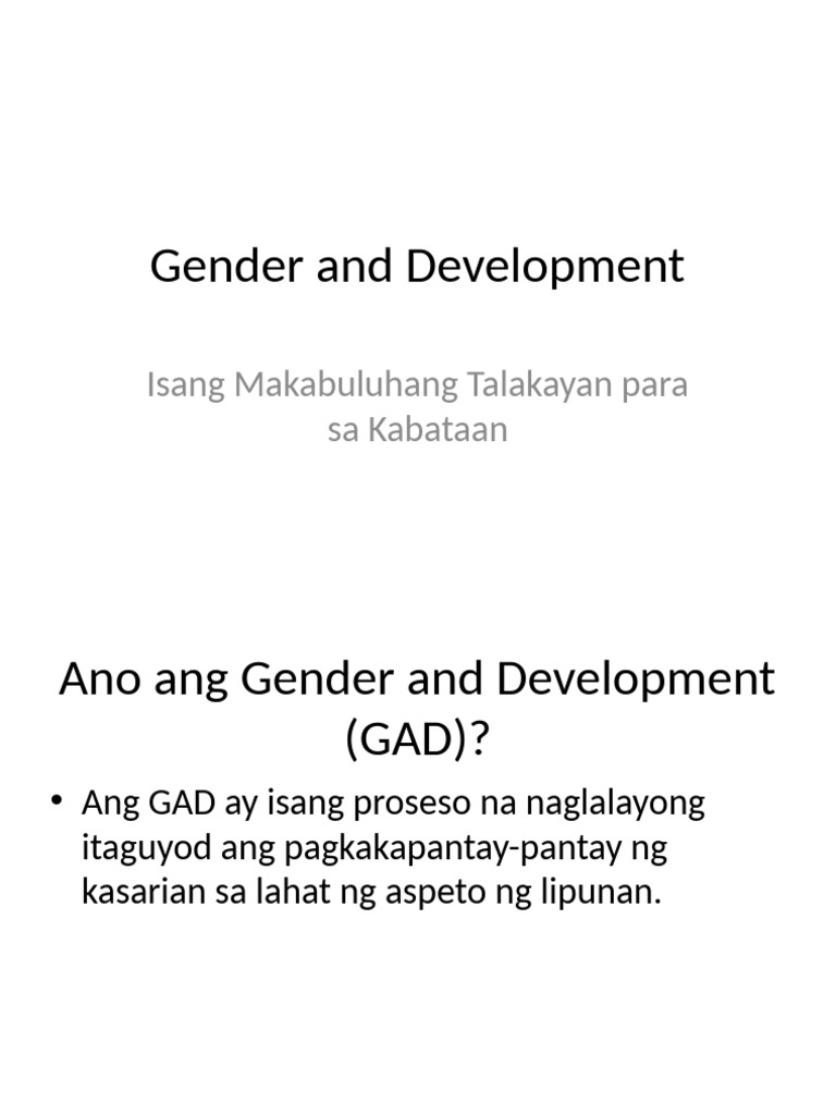 Gender and Development Presentation Tagalog | PDF