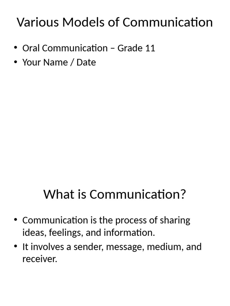 Various Models of Communication | PDF