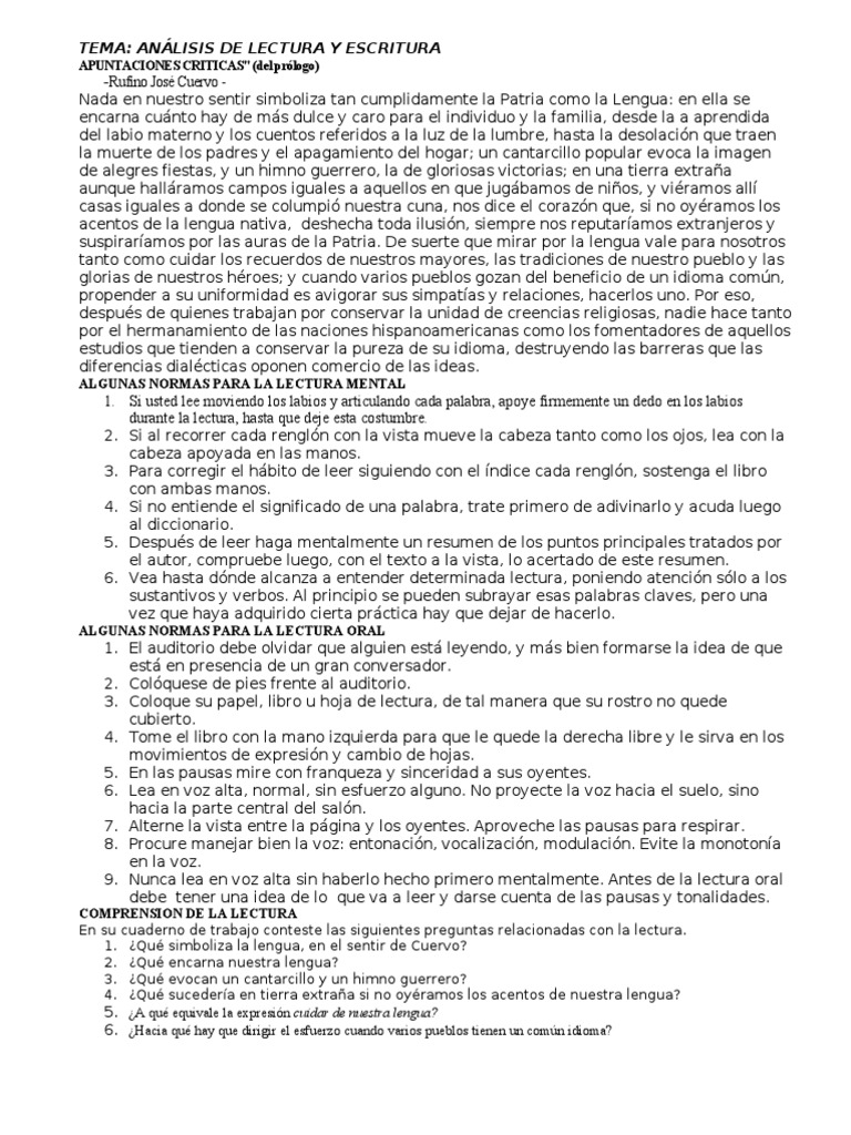 Guía Normas para La Lectura | PDF | Lectura (proceso) | Palabra