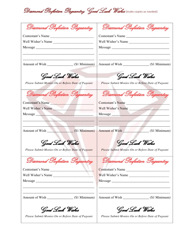 Pageant Good Luck Wishes Template | PDF | Business