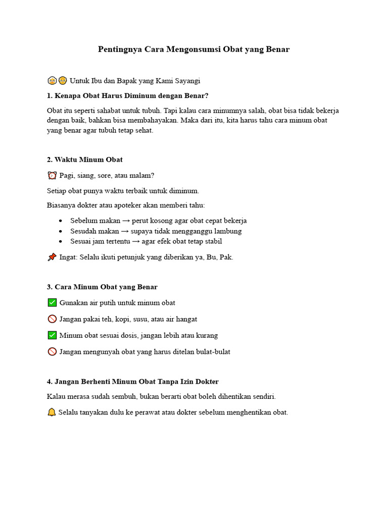 Materi Mengedukasi Pentingnya Cara Minum Obat | PDF
