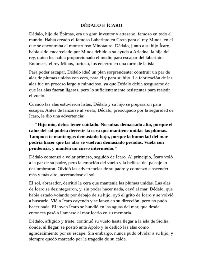 Dédalo e Ícaro Mito | PDF