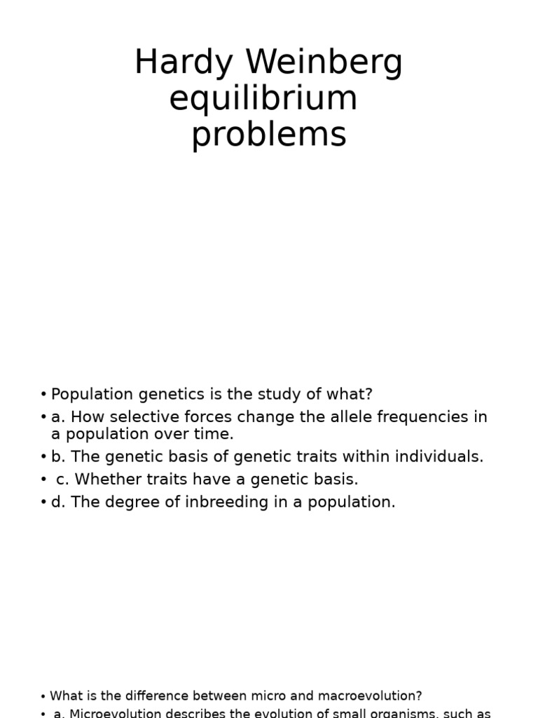 Hardy Weinberg Equilibrium | PDF | Zygosity | Dominance (Genetics)