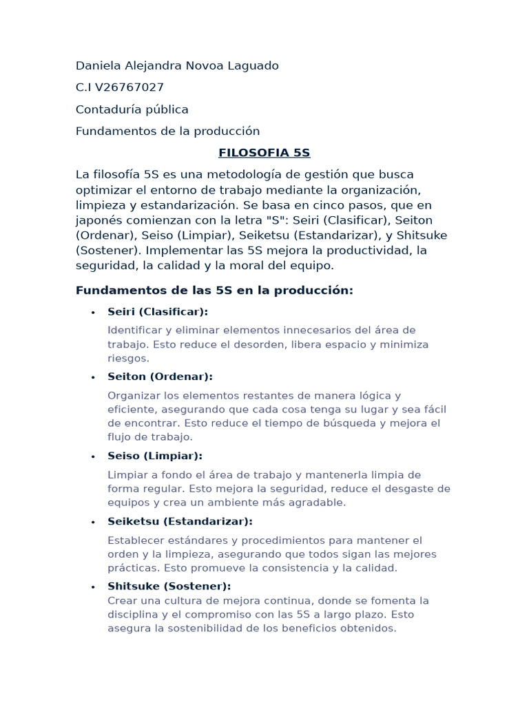 Filosofía 5S: Mejora en Producción y Bancos | PDF