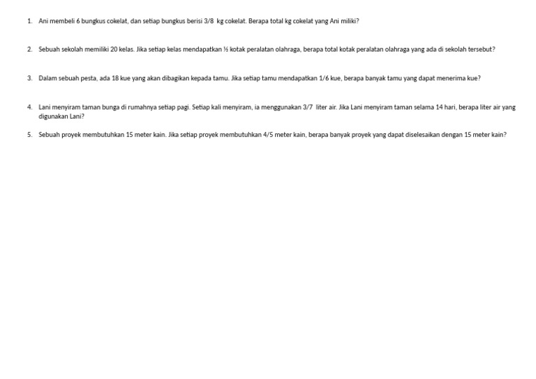 Soal Perkalian Bil Asli Da Pecahan | PDF