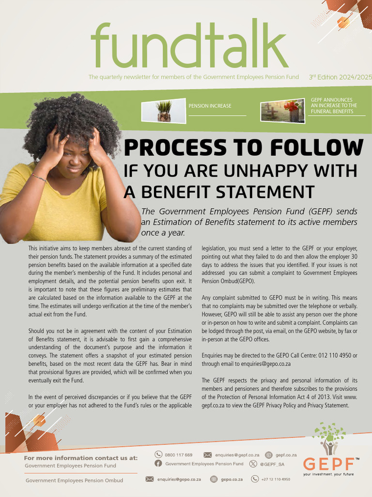GEPF Benefit Statement Guidance | PDF | Pension | Information
