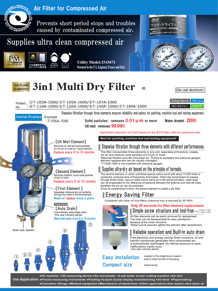 3in1 Multi Dry Filter Catalogue | PDF | Filtration | Industrial Processes