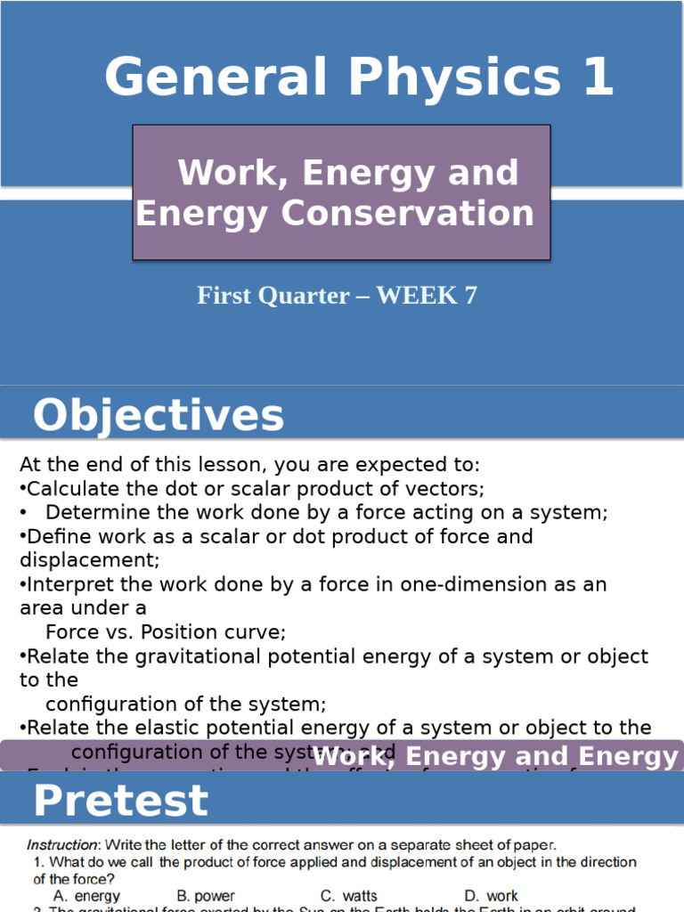 Gen Physics q1w7 Wor Energy Energy Conservation | PDF | Potential Energy | Force
