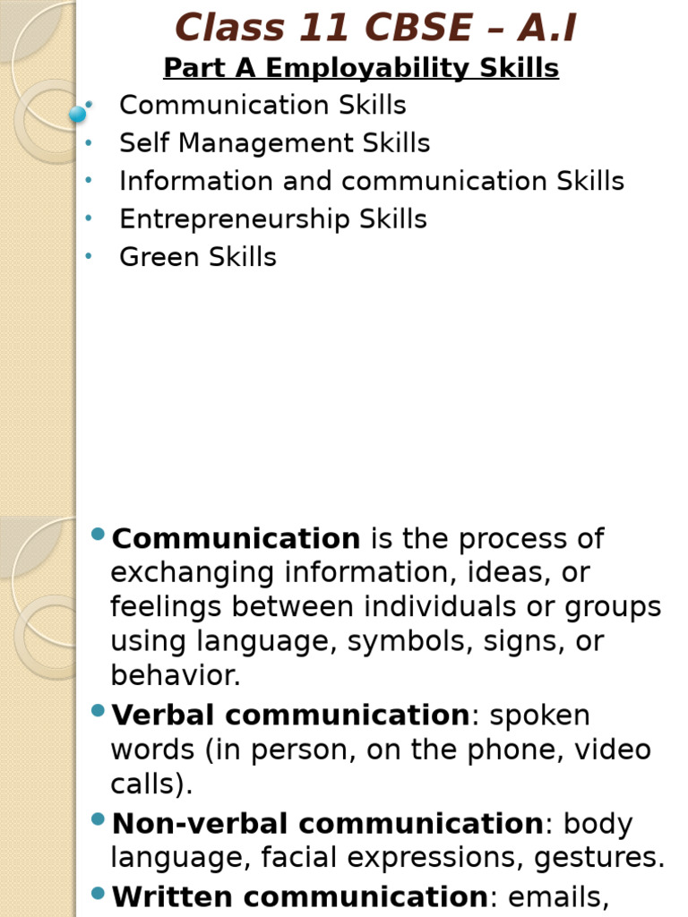 Class 11 Communication Skills Overview | PDF | Communication ...