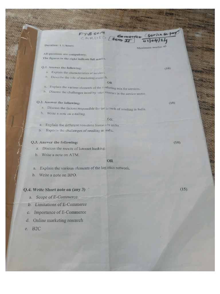 Sem 2 Question Papers | PDF