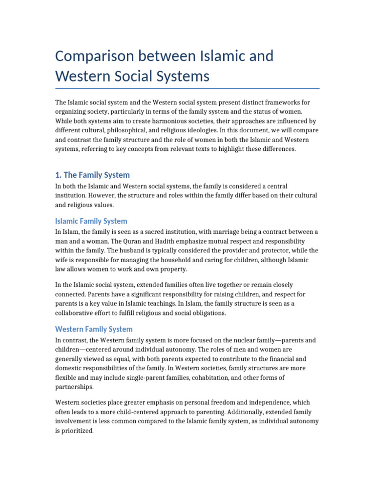 Islamic vs. Western Social Systems | PDF | Family | Woman
