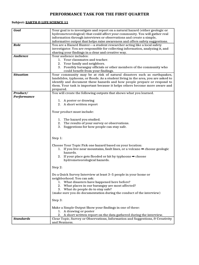 Natural Hazard Awareness Project Guide | PDF | Natural Disasters | Hazards