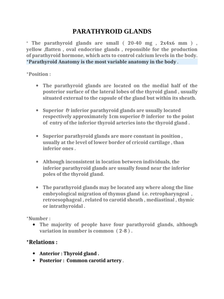 Anatomy of Parathyroids . | PDF | Parathyroid Gland | Thyroid