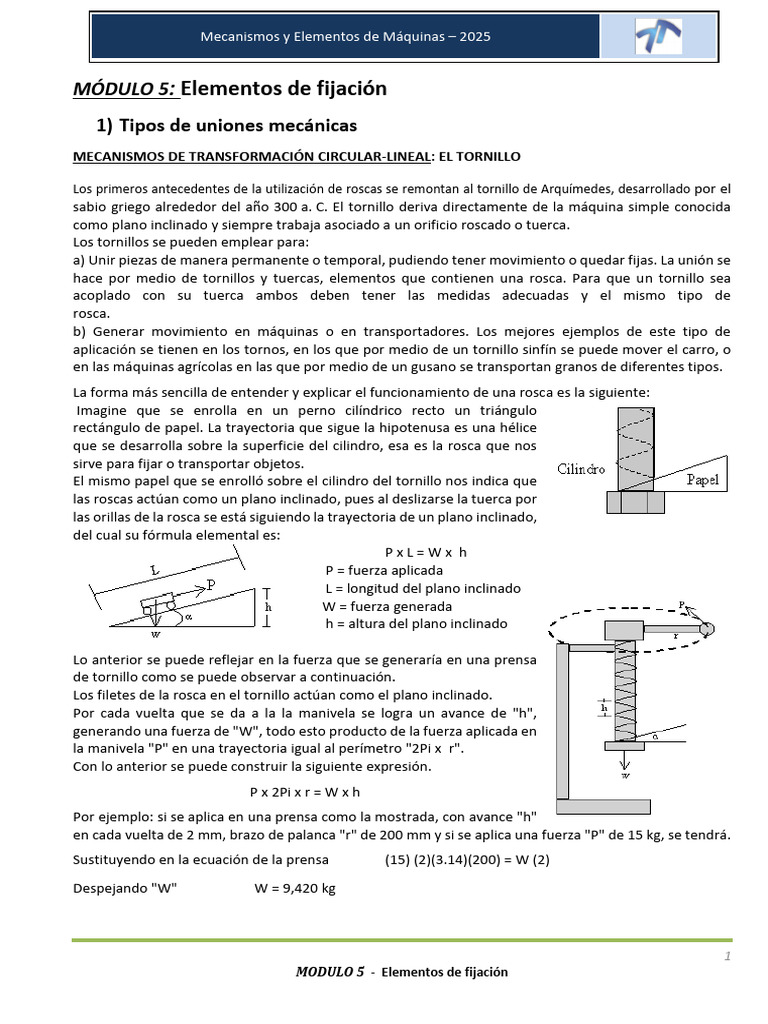 Apunte Modulo 5 | PDF | Tornillo | Tuerca (Hardware)