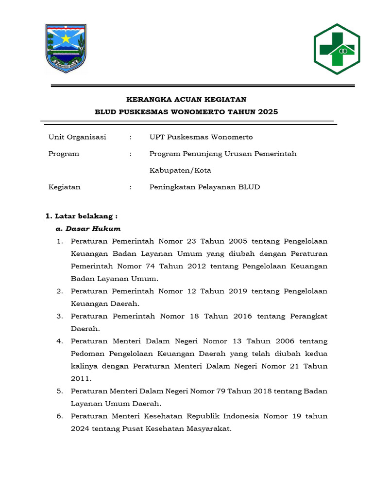 Kak Puskemas Wonomerto Pak 2025 | PDF