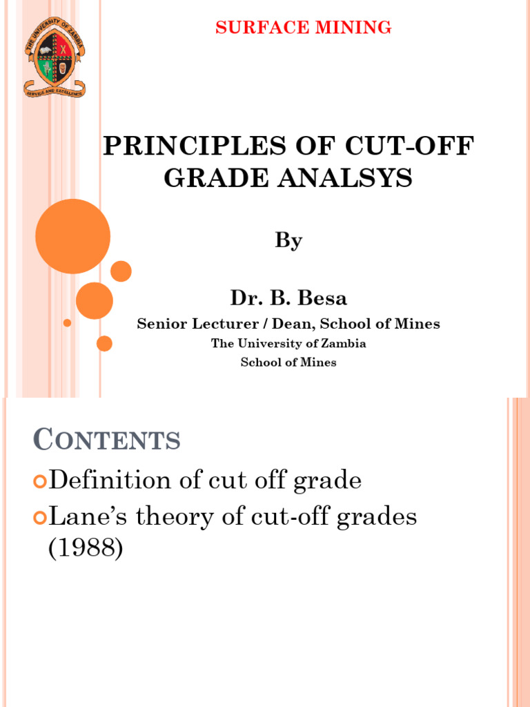 Cut-Off Grade Analysis in Mining | PDF | Mining | Minerals